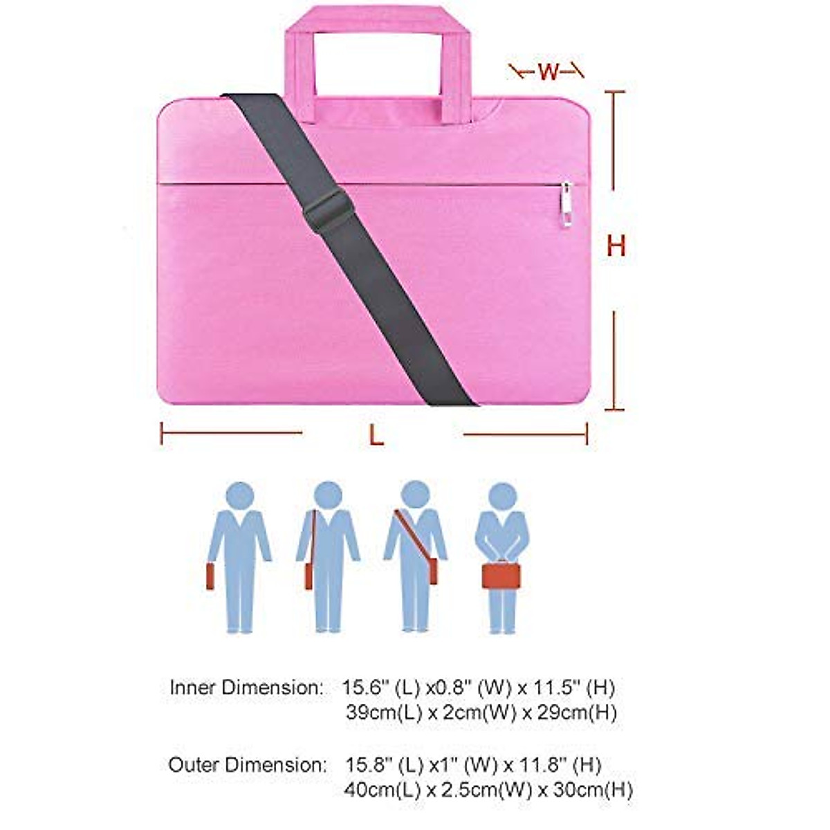 HESTECH Laptop Shoulder Bag, 15.6 Laptop Case Sleeve Business Messenger Briefcase Carrying Handbag for Women Men Fits 15-16 Inch Dell HP Acer Aspire 5/Predator Helios 300 Chromebook Ultrabook,Pink