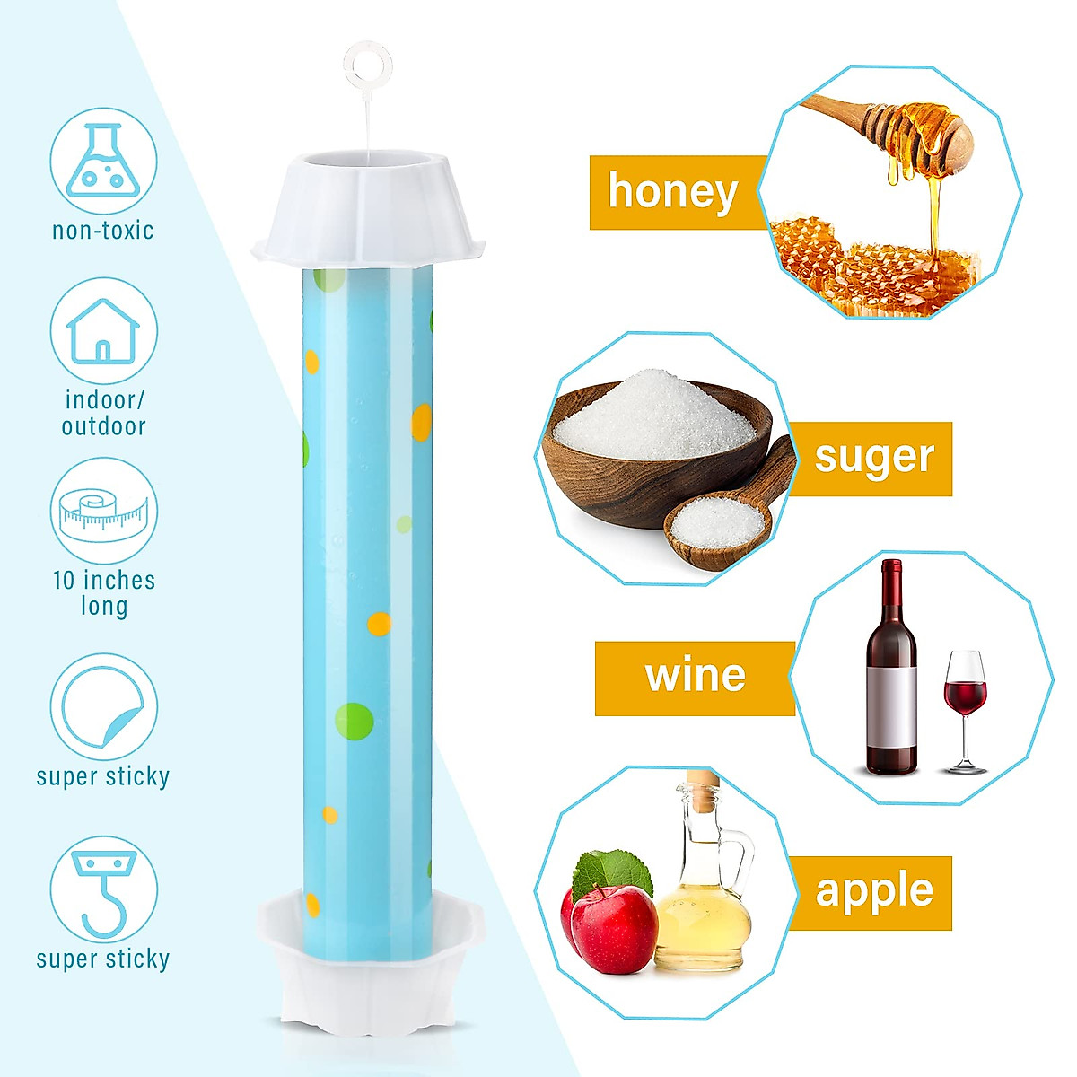 2 Pcs Sticky Fly Trap Fly Stick with Hanging Hook Adhesive Fly Catcher for Indoor Outdoor Trap Houseflies and Flying Insects Mosquito Bee Wasp Moth