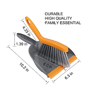 Mini Broom and Dustpan Set - Small Broom and Dustpan Set for Home, Camping Broom, Whisk Brooms Small(Gray Orange)
