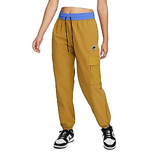 Nike Sportswear NSW Women's Woven Sports Utility Mid-Rise Cargo Pants, Golden Moss/Medium Blue, S Regular US