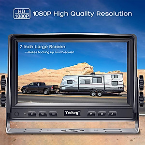 Yakry RV Backup Camera Plug and Play - No Delays 7 Inch HD 1080P Rear View Camera with IR Night Vision 2 Channels - Waterproof Reverse Camera for Truck Trailer Camper Tractor Y14