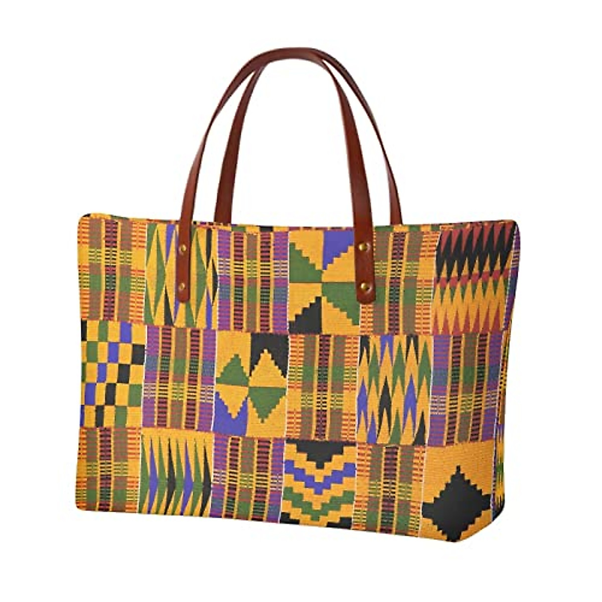 Women's Tribal African Style Totes Bag, African Print Tote Bag for Women, Large Capacity Top-Handle Handbag
