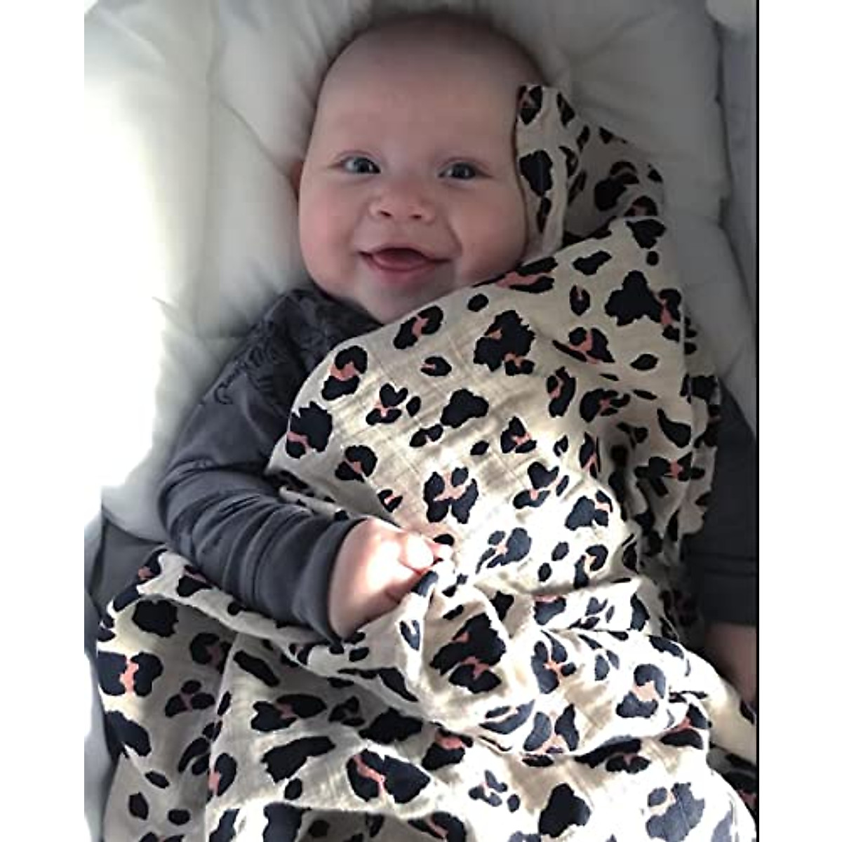 CHUNGEL Cotton Baby Muslin Tassles 40"x 47", Baby Receiving Blanket with Fringe, Boho Muslin Swaddle Blanket with Fringe