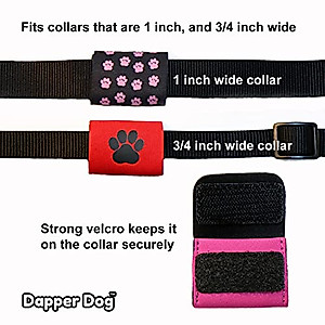 Dapper Dog Pet Tag Silencer and AirTag Holder (Red with Black Paw)