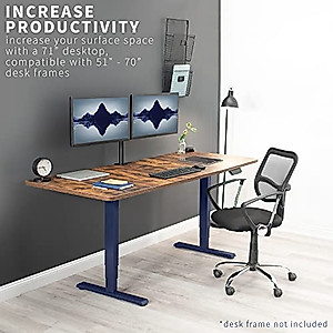 VIVO Universal 71 x 30 inch Table Top for Standard and Sit to Stand Height Adjustable Home and Office Desk Frames, 3 Section Desktop, Vintage Brown, DESK-TOP72-30N