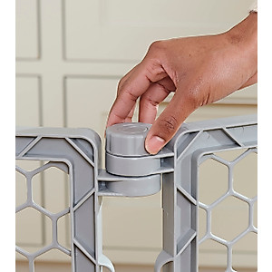 Regalo Plastic 192-Inch Super Wide Adjustable Baby Gate and Play Yard with Door, Award Winning Brand, 2-in-1, Bonus Kit, Includes 4 Pack of Wall Mounts, Gray