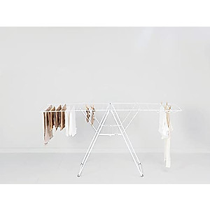 Brabantia HangOn Laundry Drying Rack (82ft / Fresh White) Compact, Foldaway, Adjustable Indoor Stainless Steel Clothes Horse