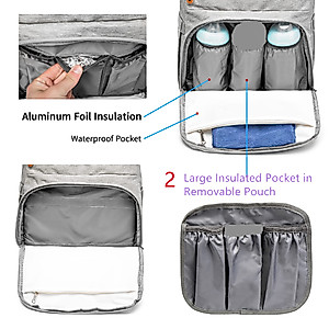 Rabjen Diaper Bag Backpack, Transformable Baby Bag, Spacious Enough for Twins' Stuff, Multifunction Back Pack, Gray
