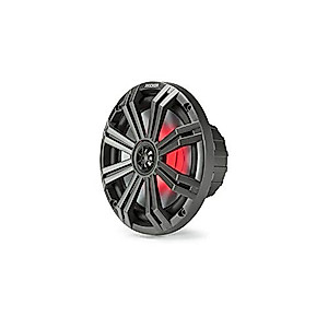 Kicker 45KM84L LED 8 Marine Coax with Charcoal and White Grills with a Pair of 47KLSR8 8 Inch Led Lighted Speaker Ring