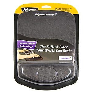 Fellowes PlushTouch Wrist Rest with Mouse Pad, FoamFusion Technology, Graphite (9252201)