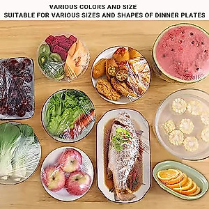 250 Pcs 5 Size Reusable Elastic Bowl Covers - Plastic Food Storage Cover - Adjustable Edge Stretch Plastic Wrap Bowl Covers Sealing Bowl Lids for Leftovers Family Outdoor Picnic (4/6/8/10/12 inch)
