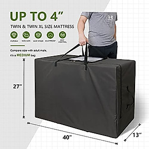 Cuddly Nest Folding Mattress Storage Bag - Heavy Duty Carry Case for Tri-Fold Guest Bed Mattress (Fits 4" Twin & Twin XL Mattress)