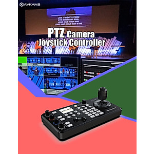 AVKANS Super PTZ Camera Joystick Controller, IP NDI PTZ Camera Controller Keyboard with 4D Joystick for Worship Church Live Streaming, PoE Enable (PTZ Controller with 2 inch Screen)
