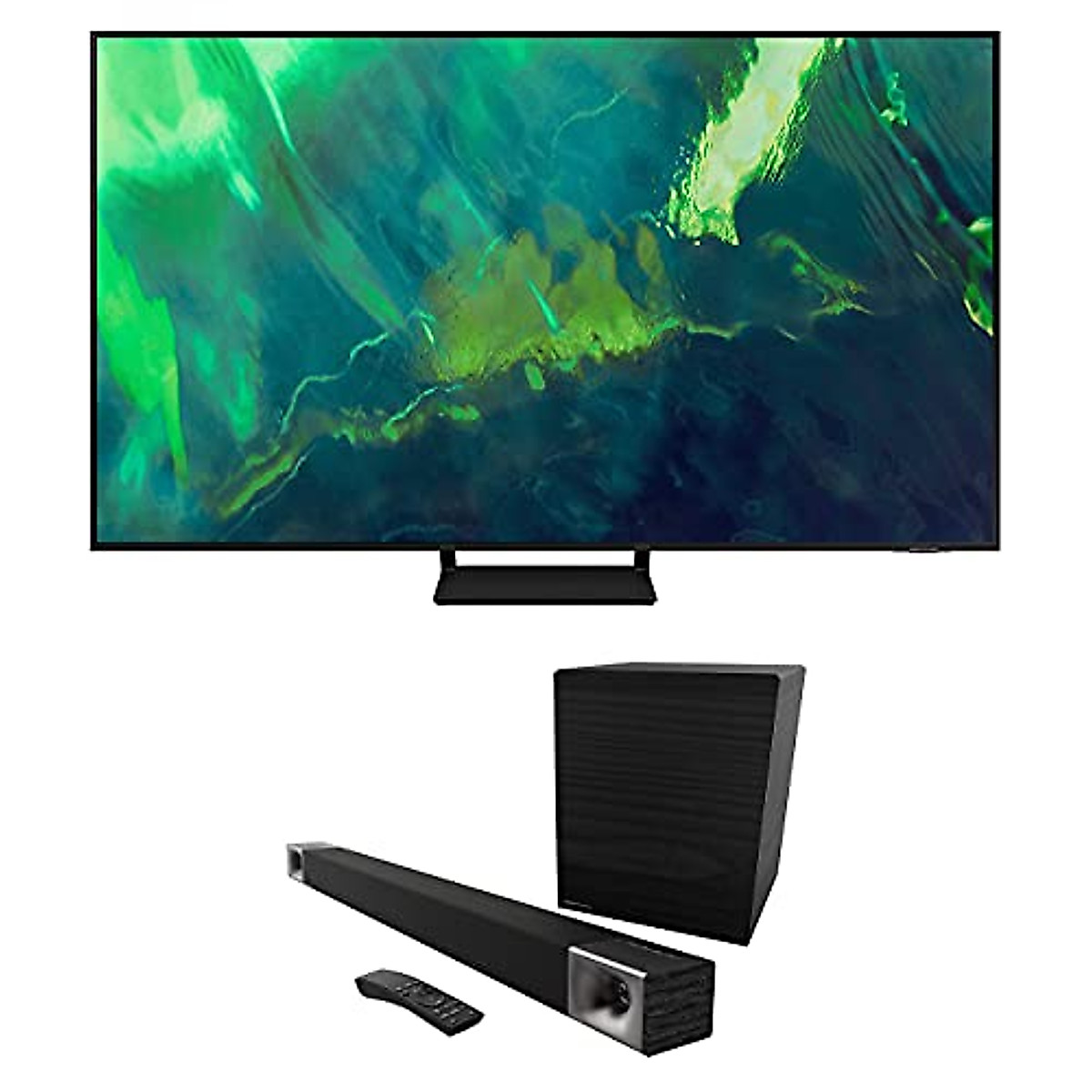 SAMSUNG QN75Q70AA 75" Class UHD High Dynamic Range QLED 4K Smart TV with a Klipsch CINEMA-600-SET True 5.1 System and 10" Wireless Subwoofer (2021)(Used)