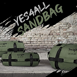 Yes4All Workout Sandbags, Heavy Duty Sandbags - Army Green - M