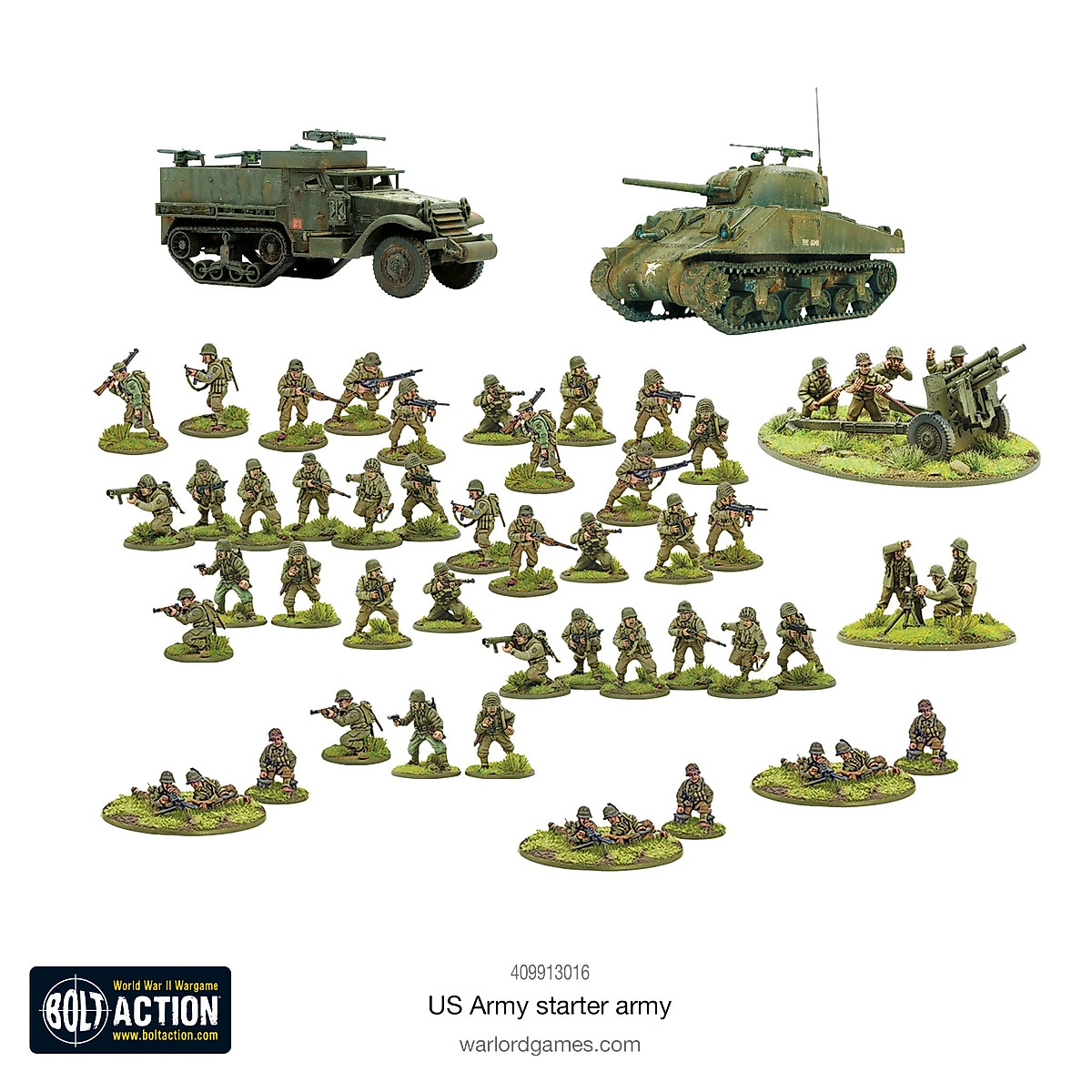 WarLord Bolt Action US Army Starter Army 1:56 WWII Military Wargaming Plastic Model Kit, Small