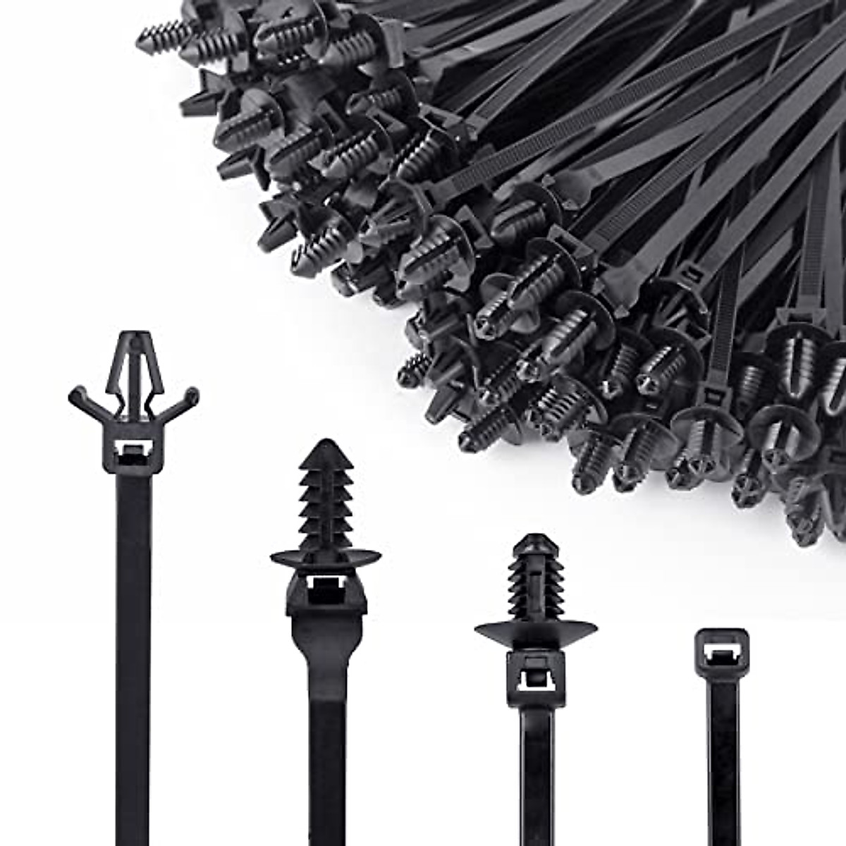 Xislet Universal Push Mount Cable Zip Tie Compatible with Cars Boat Trailer Polaris UTV Side By Side Jeep Wrangler Nylon Self Locking Cable Strap for Engine Bay Wire Harness Restraint Ties- 120 Pcs
