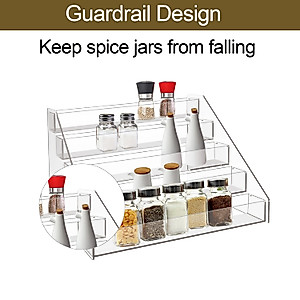 WUIVIUT Spice Rack Organizer For Cabinet, 1 4/5 in/Tier Acrylic Tiered Spice Shelf Can Storage Organizer for Kitchen Pantry Countertop
