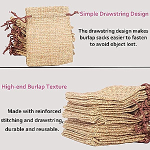 LANXINGYAN 50Pcs 5x7 Burlap Gift Bags with Drawstring Linen Sacks Bag for Wedding Favors Party DIY Craft (5x7 Inch, coffee)
