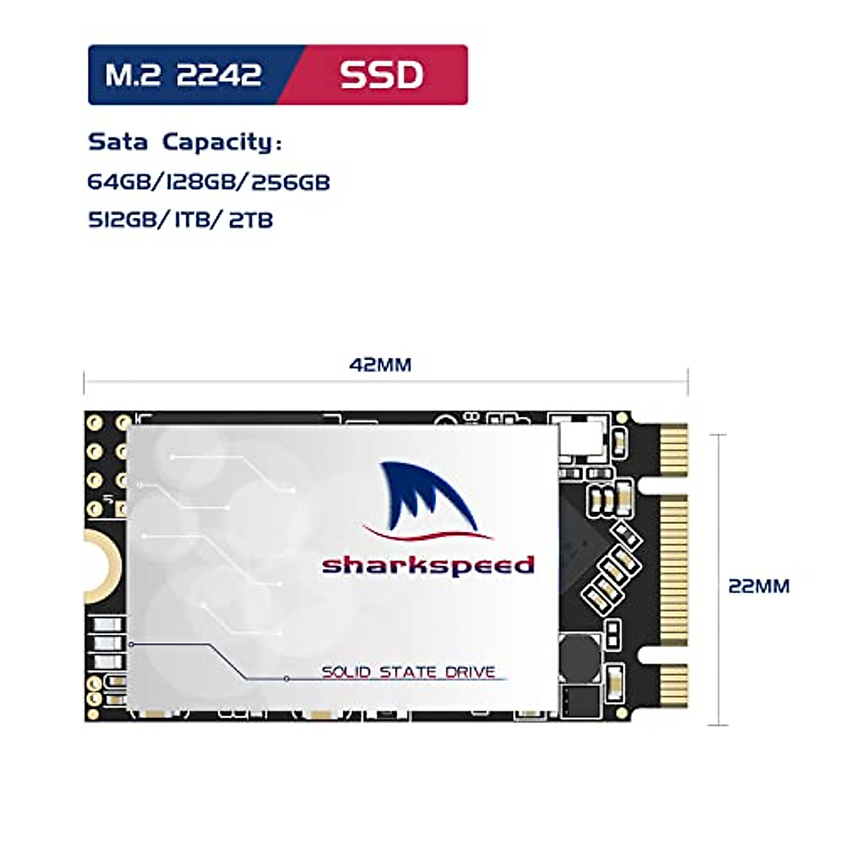 SHARKSPEED SSD 1TB M.2 2242 NGFF Plus Internal M2 SSD 3D NAND SATA III 6 Gb/s, Solid State Drive for Notebooks Desktop PC (M.2 2242 1TB)
