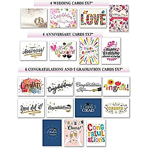 100 All Occasion Cards Assortment Box with Envelopes and Stickers - Large 5x7 Inch Bulk Greeting Cards and Blank Notes, 100 Unique Designs in a Sturdy Card Organizer Box