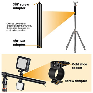 TARION Tripod Extension Arm Horizontal Centre Column Boom 12.6" Extender 360° Rotatable Aluminum Alloy Swivel Lock with Counterweight Sandbag for Overhead Photography and Filming VB-03