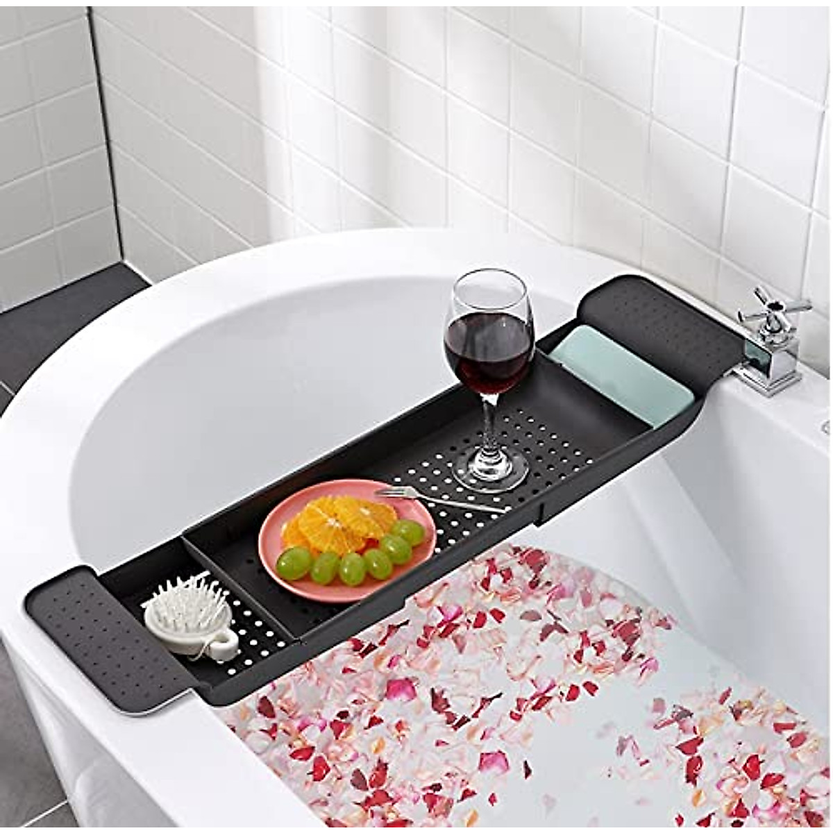 SDGH Retractable Bathtub Storage Rack Bath Tray Shelf Tub Multi-Function Bathroom Tool Towel (Color : OneColor)
