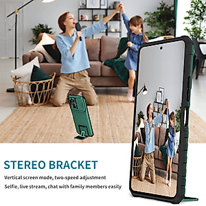 TARGI Slide Lens Phone Holder Back Phone Case for Infinix Hot 11s NFC Luxury Cover Hybrid Hard Panel Funda for Infinix Hot 9 10s 10 Play 11 s 12 10t Smart 4 5 6 Shell (Dark Green,infinix hot 9 Play)