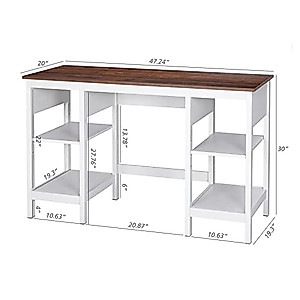 Spirich Home Office Computer Desk, 47 Inch Modern Rustic Wood Study Writing Table with Open Storage Shelves