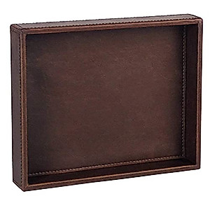 Valet Tray Nightstand Organizer Mens Vanity Tray,Catchall Tray Dresser Cologne Tray Jewelry Key Tray,Leather,Brown,10.2 x 8.4 x 1.8 inches