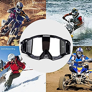 ATV Goggles for Adult, Dirt Bike Dirtbike Goggles for Men Women Adult Kids for Motocross ATV UTV Anti UV (Black)