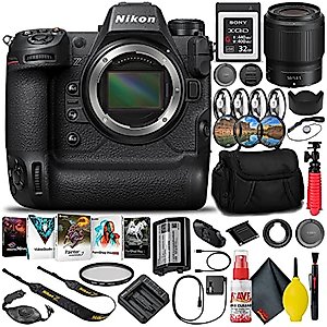 Nikon Z9 FX-Format Mirrorless Camera Body (1669) + 50mm f/1.8 S Lens + 32GB XQD Memory Card + Editing Software + Camera Bag + Pro Filter Kit + 12" Tripod (Renewed)