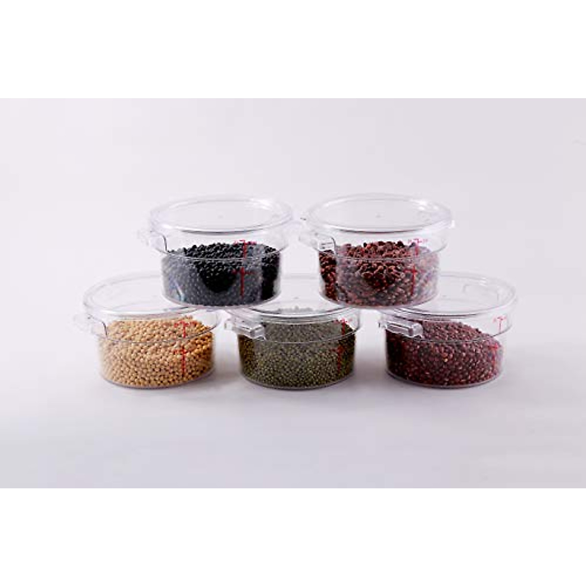 Hakka 2 Qt Commercial Grade Round Food Storage Containers With Lids,Polycarbonate,Clear - Case of 5