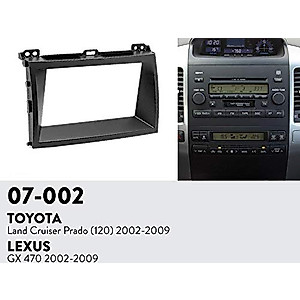 YuYue Radio Stereo Panel for 2002-2009 Toyota Land Cruiser Prado 120 Lexus Gx470 2 Din Car Radio Frame Fascia Panel DVD Stereo CD Panel Dash Mount Refit Installation Trim Kit Frame (Black)