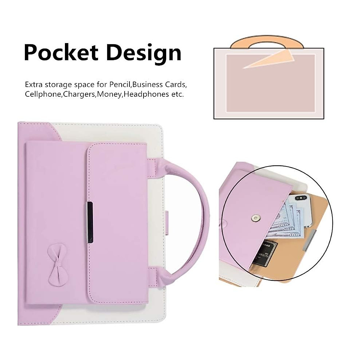 Albc Cute Case for iPad Mini 5 2019 / 5th Generation Mini / iPad Mini 4 / 3 / 2 / 1 - Smart Slim Handbag Leather Stand Cover with Auto Wake/Sleep Feature,Pink
