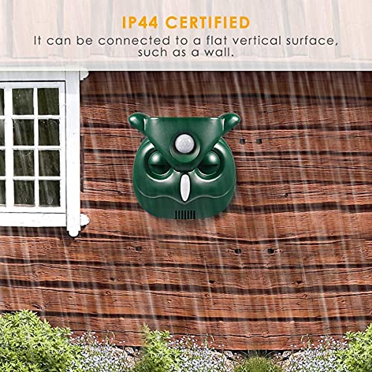 Ultrasonic Cat Deterrent, Outdoor 5 Modes Solar Powered Deterrent Device with Motion Sensor and Flashing Light, IP44 Waterproof Device for Garden, Farm, Yard, Dogs, Cats, Birds and More