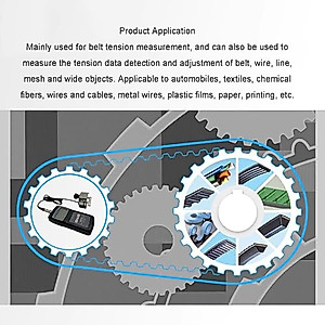 Belt Tension Meter, Ribbon Filamentous Tension Detection, with Sound and Light Alarm, USB Data Output, Tension Range 0-750N, for Multi-Ribbed V- and Synchronous Belts