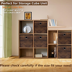 Sturdy Storage Bins with Exquisite Wood Grain Pattern,Thickened Fabric Cube Baskets,Open Container box for Organizer Shelf,Cabinet,Closet,Bookcase,Nursery,Office,Home,Storeroom,10.2x10.2x11in,Set of 3