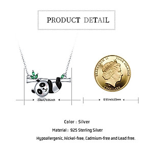 lotus & leaf Panda Necklace 925 Sterling Silver Animal Pendant Panda Gifts for Women