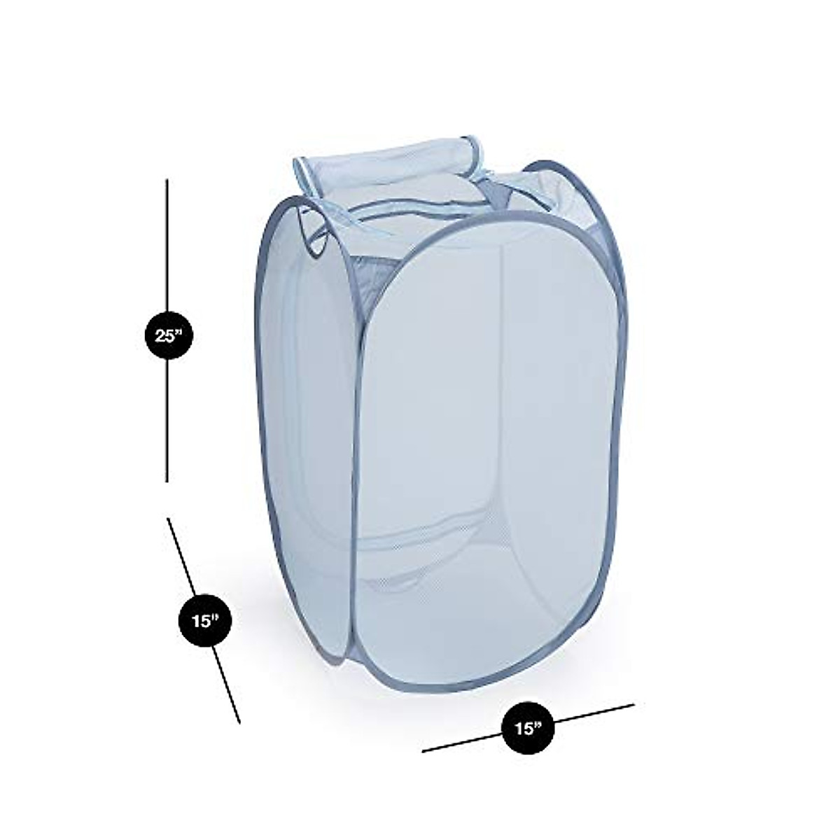 Smart Design Mesh Pop Up Flip Laundry Hamper and Basket - Handles and Side Zipper - Durable Fabric Collapsible Design - Clothes, Toys - Home - Holds 3 Loads - 15 x 25 Inch - Teal