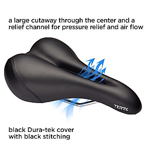 Terry Liberator Y Bike Saddle - Mountain Bicycle Seat for Men - Flexible & Comfortable, Black Dura-Tek Cover