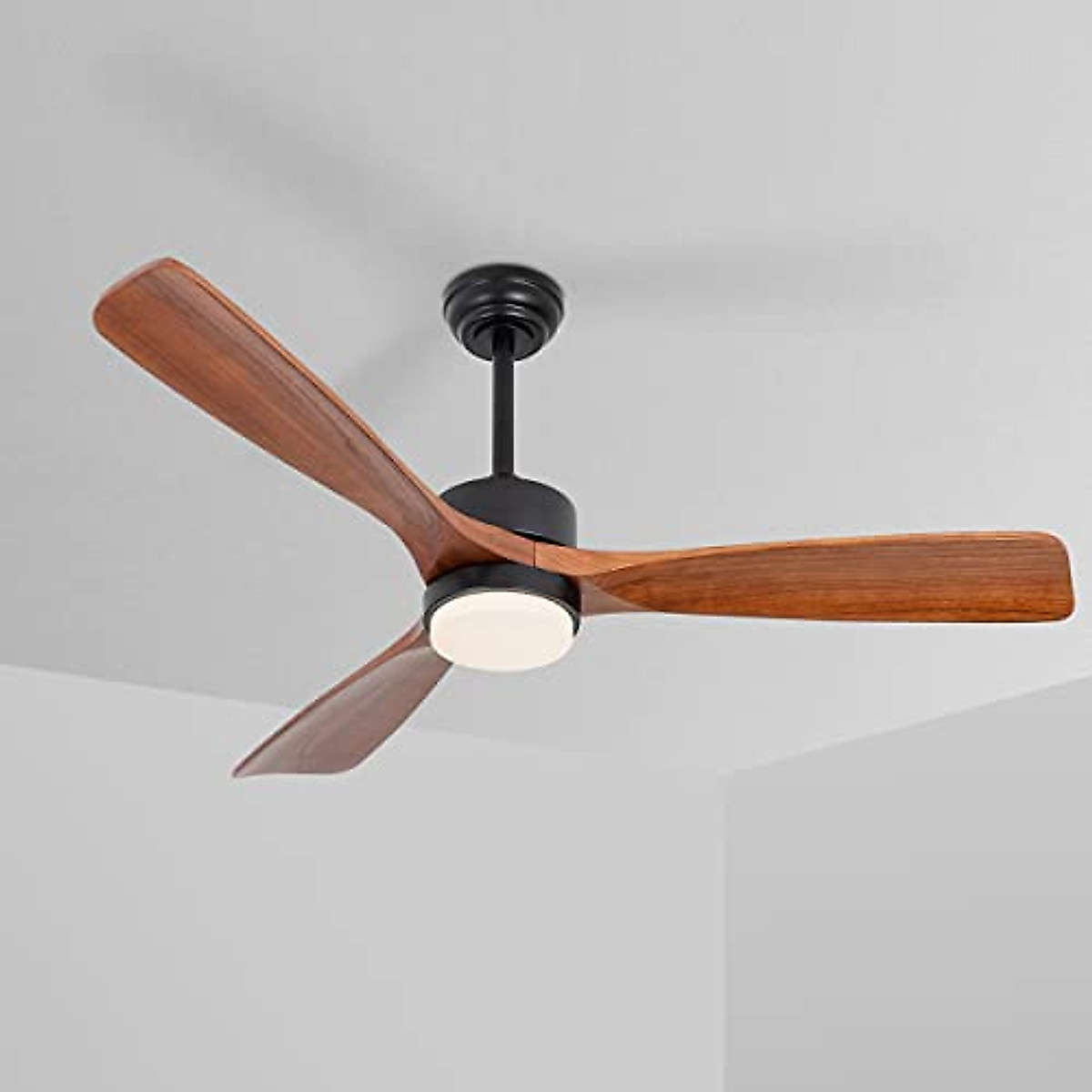 VACILL 52 inch Wood Ceiling Fans with Lights and Remote 120V,DC Motor,Indoor Outdoor Noiseless Reversible Ceiling Fan,6 Speed Levels,LED Dimmable,Color Mahogany