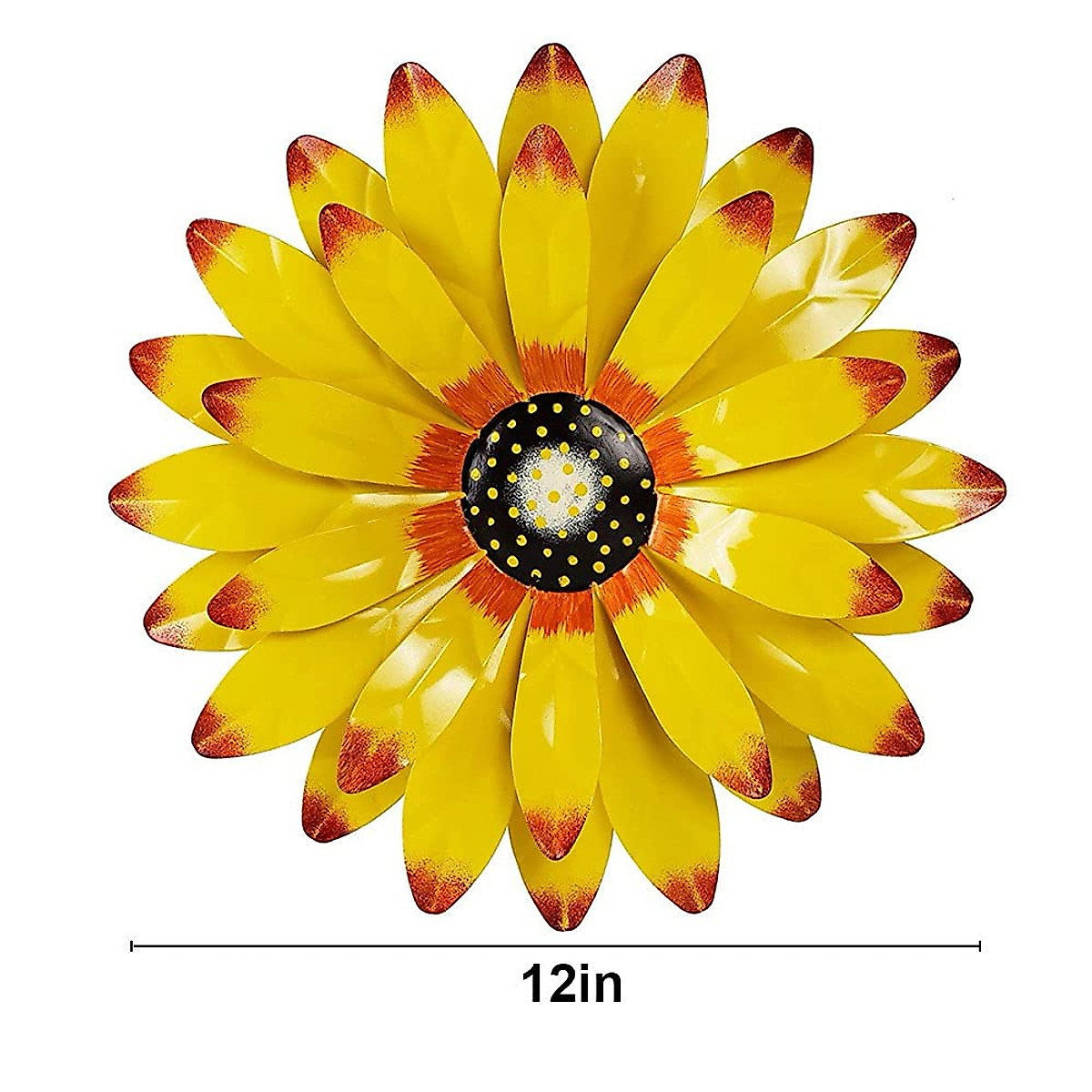 Dotlite Metal Sunflower Wall Art, 12 Inch Large Inspirational Wall Décor Metal Flower Hanging for Indoor Outdoor Home Bedroom Living Room Patio Garden Office, Yellow