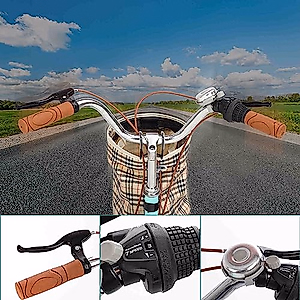 Gmlmes Beach Cruiser Bike, Multiple Speed Bicycle 26 Inch Commuter Bicycle High-Carbon Steel Frame, Front Basket & Rear Racks Retro Bicycle Road Bikes (Black)