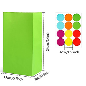 CHEPULA 50 Pack Paper Party Favor Bags,Kids Goodie Bags with 60 PCS Stickers Small Gift Bag for Birthday Party Baby Shower Favor Supplies（Size: 9.4" * 5.1" * 3.15" )