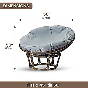 HUDSON COMFORT Water Resistant Papasan Cushion Cover - Soft Microfiber Zippered Papasan Slipcover - Wrinkle Free and Machine Washable - Outdoor and Indoor Use (50 Inch, Gray)