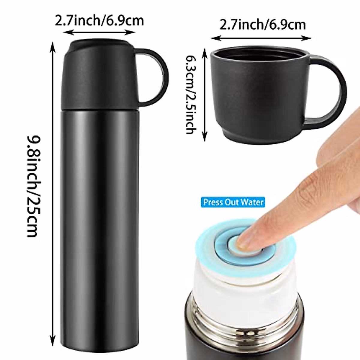 Stainless Steel Water Bottle-Insulated Vacuum Coffee Cup with Leakproof Lid & Cup,Double Walled Flask Cup,Sport Travel Mug keeps Hot & Cold
