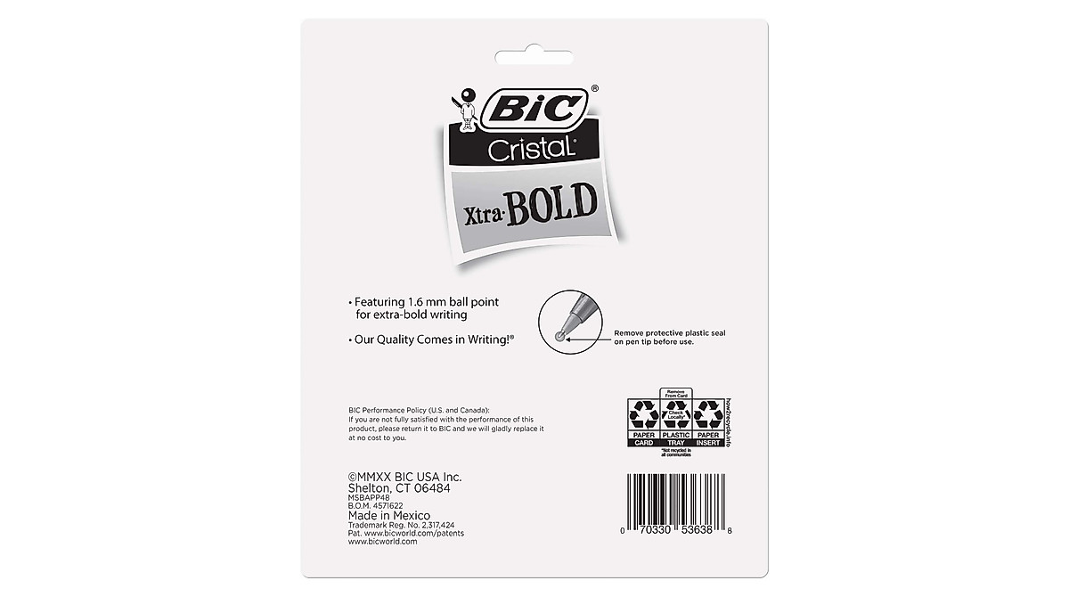 BIC Cristal Xtra Bold Pens - 48 Vibrant Colors for Smooth Writing