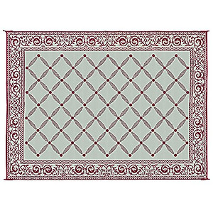 Stylish Camping 119125 9-feet by 12-feet Reversible Mat, Plastic Straw Rug, Large Floor Mat for Outdoors, RV, Patio, Backyard, Picnic, Beach, Camping (Burgundy/Beige)