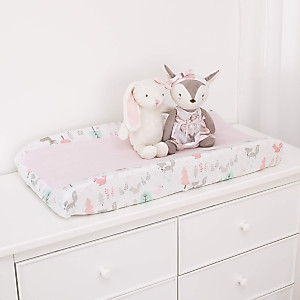 Sweet Forest Friends - Pink, Aqua, Grey and White Super Soft Changing Pad Cover